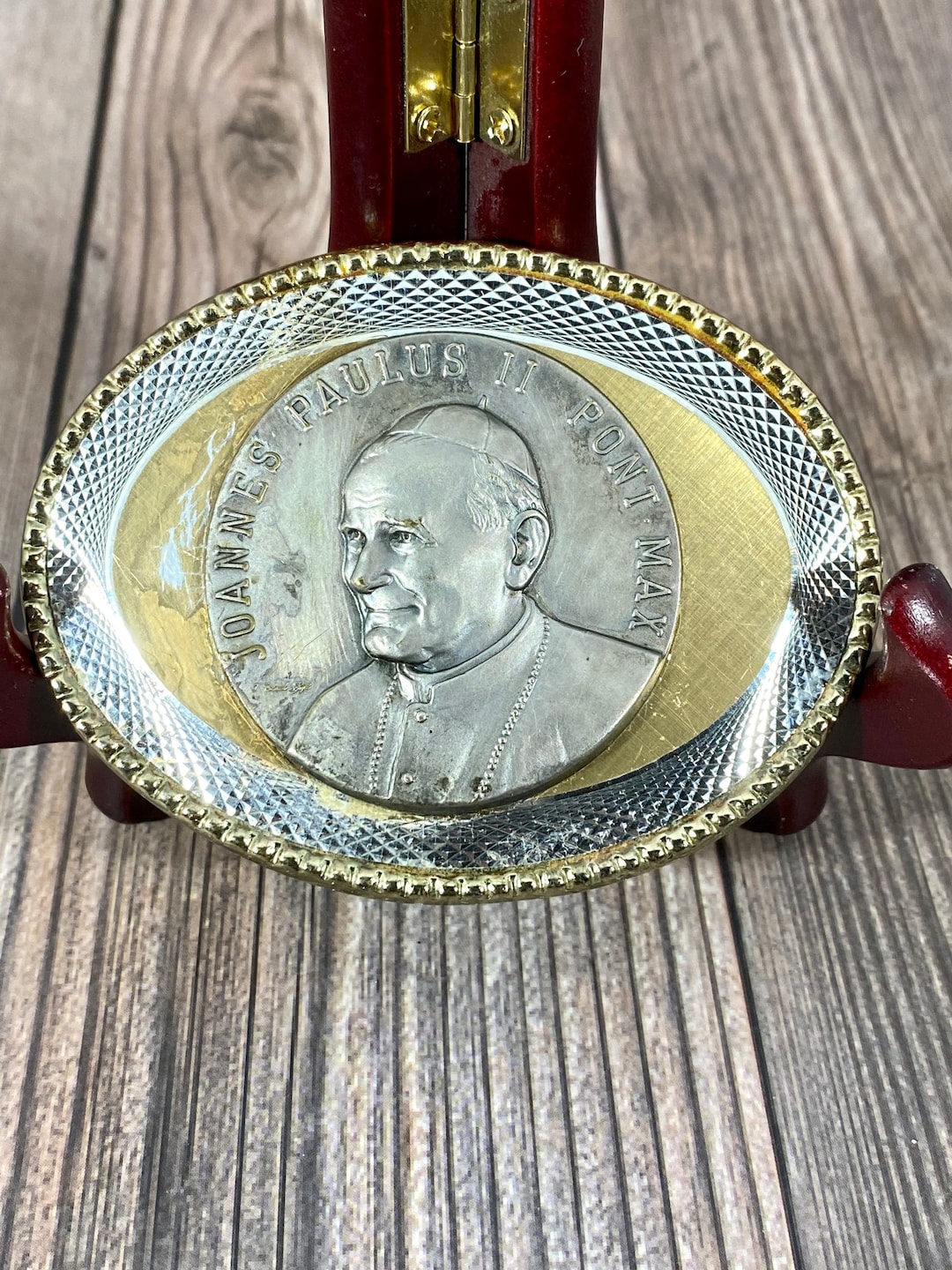HTF Vintage Pope Belt Buckle Joannes Paulus II Pont Max John Paul II ...