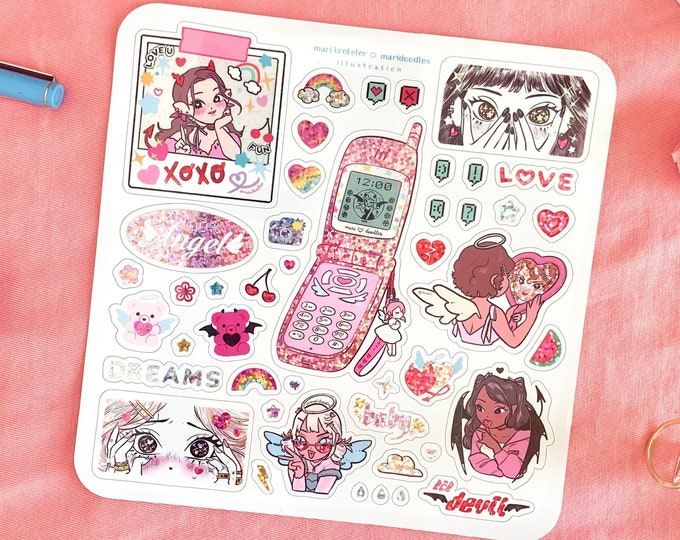 Glitter Y2K Vibes 6x6 Sticker Sheet - Etsy