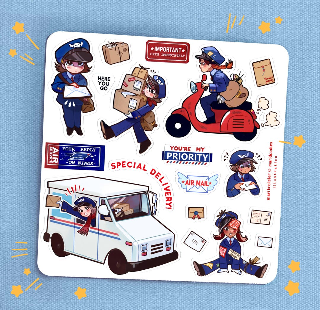 Mail & Postage 6x6" Sticker Sheet - Etsy
