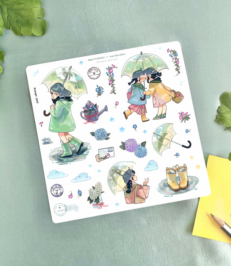 Rainy Day Clear 6x6" Sticker Sheet - Etsy
