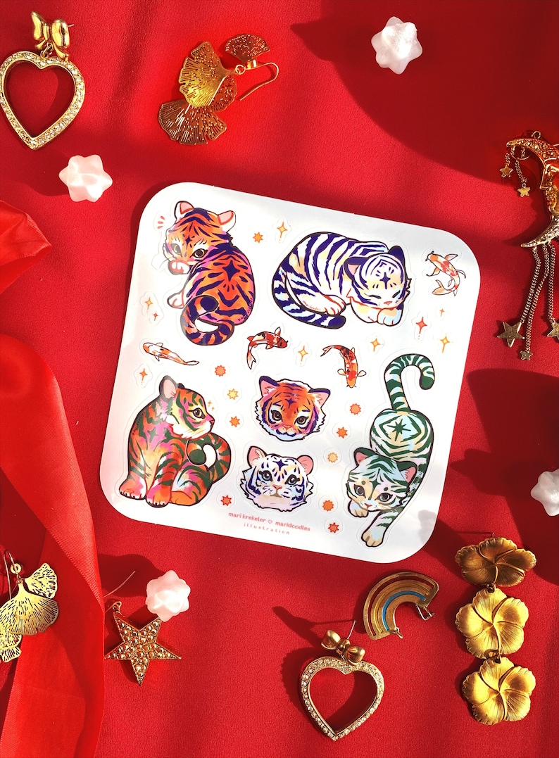 Tigers 5x5 Sticker Sheet | Etsy