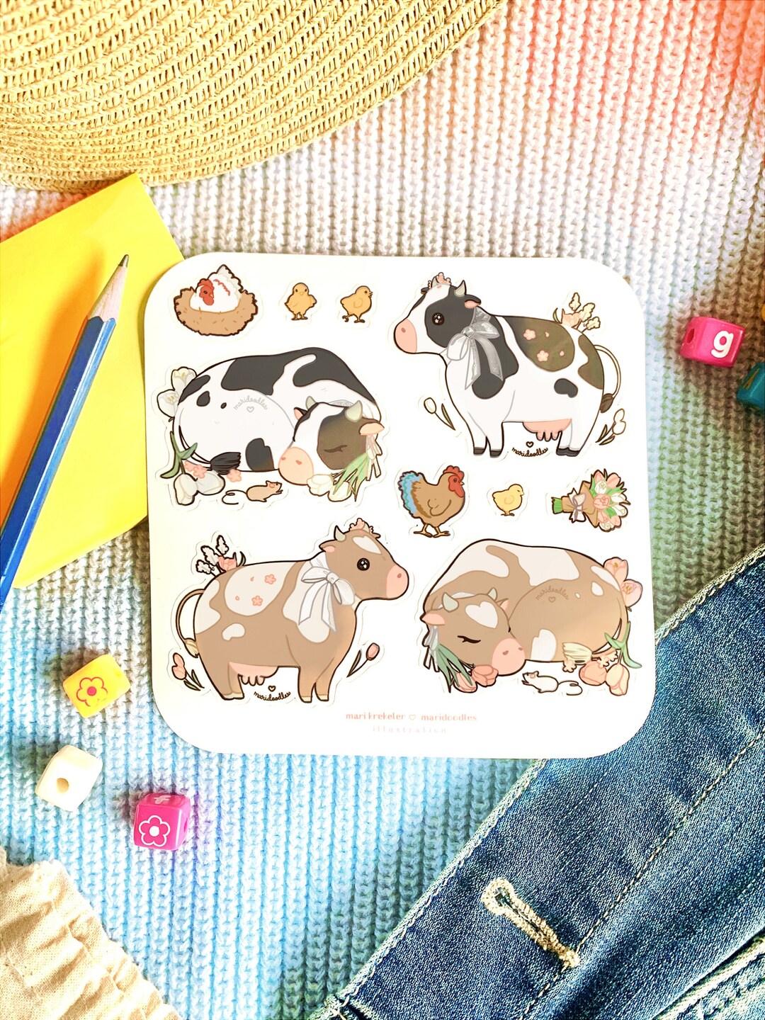 Cows 5 X5" Sticker Sheet - Etsy
