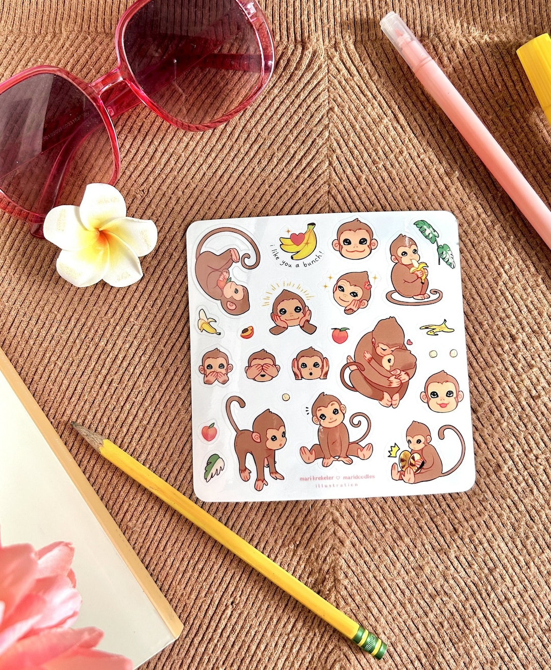 Monkeys 5x5" Sticker Sheet - Etsy