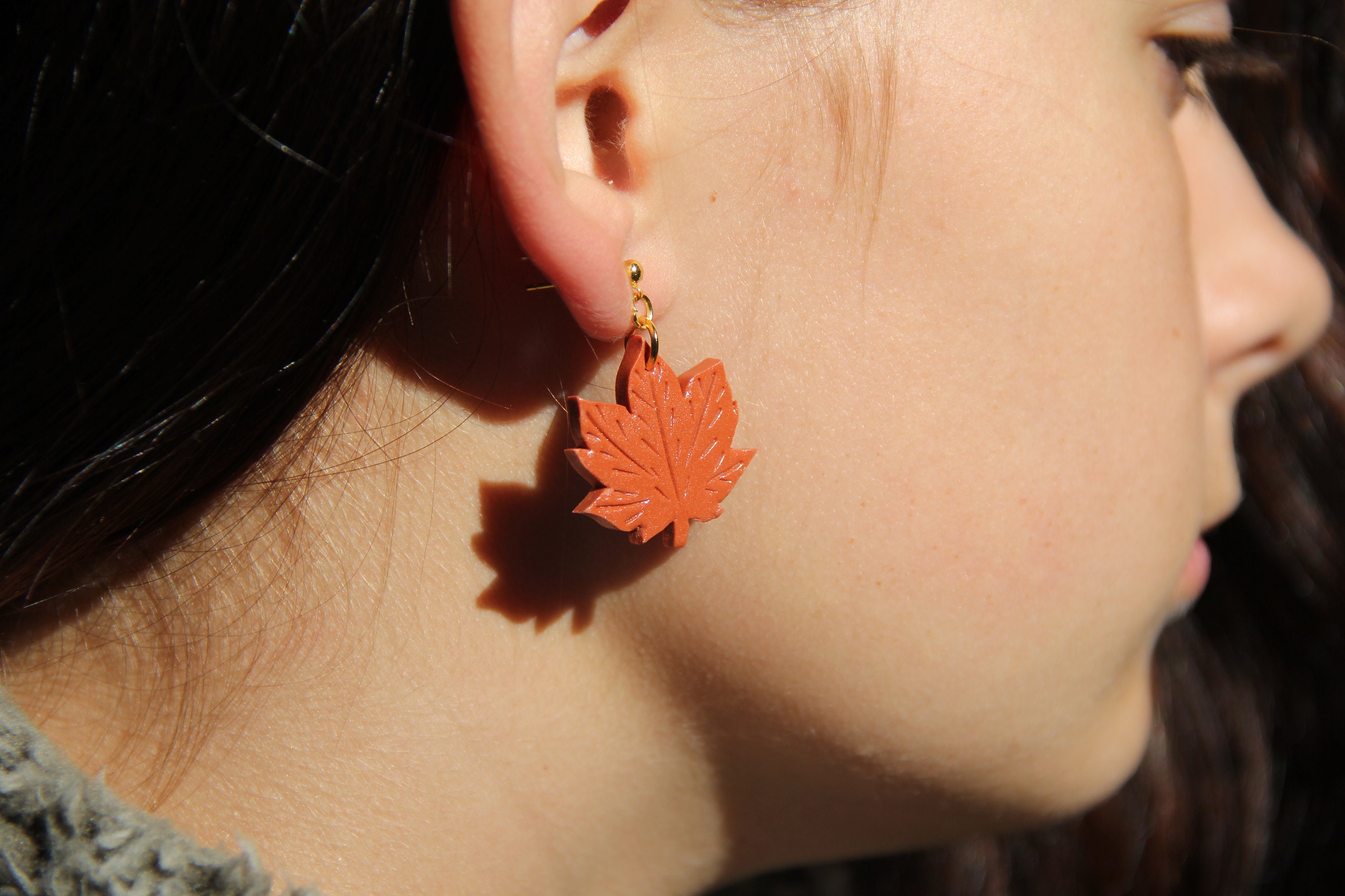 Orange Maple Leaf Earring Fall Leaf Earrings October Jewelry | Etsy
