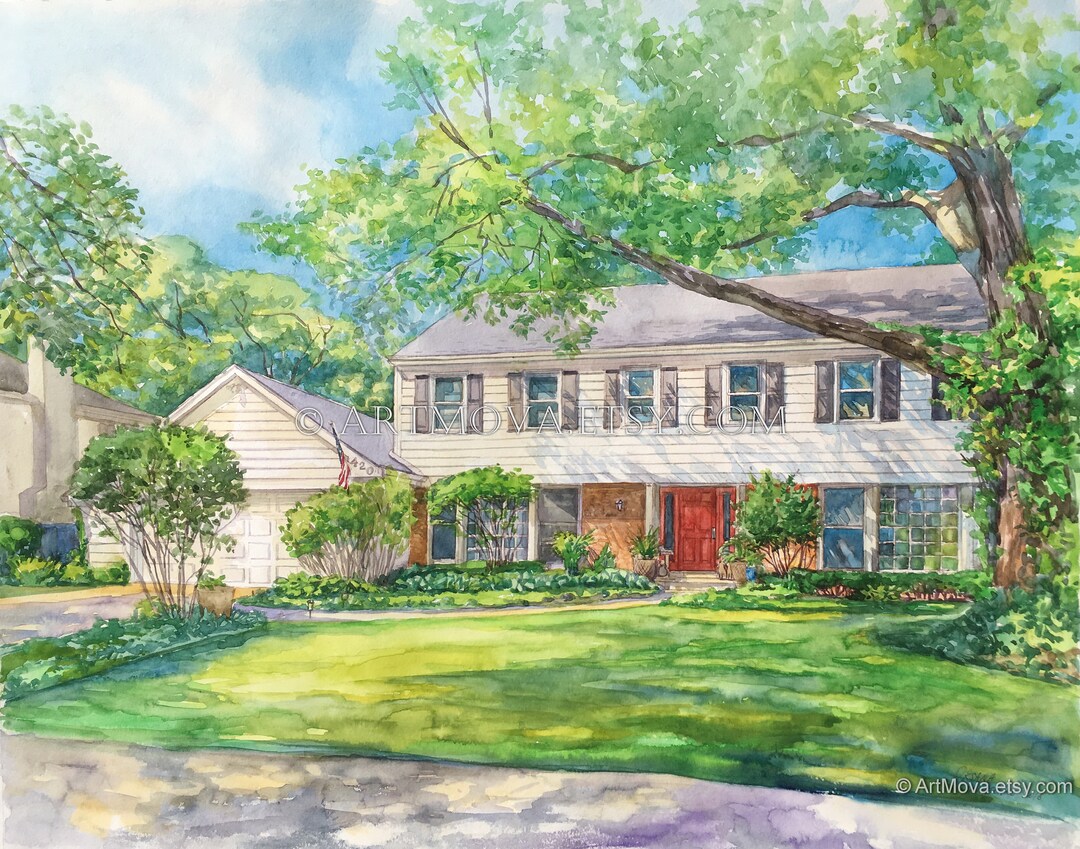 Custom Watercolor House Painting, Watercolor House Portrait, Watercolor ...
