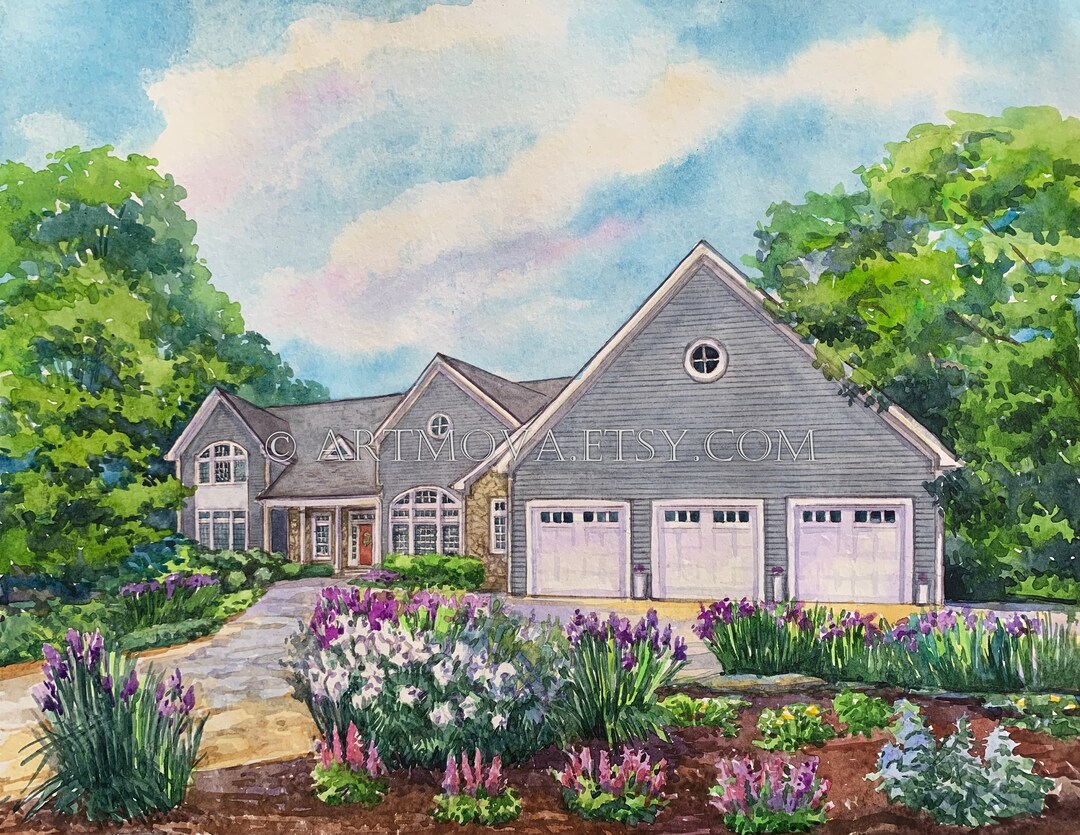 Custom Watercolor House Portrait: First Home, Closing Gift - Etsy