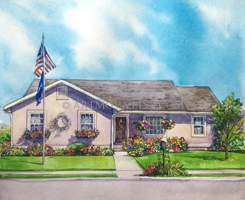 Custom Watercolor house painting watercolor house portrait | Etsy