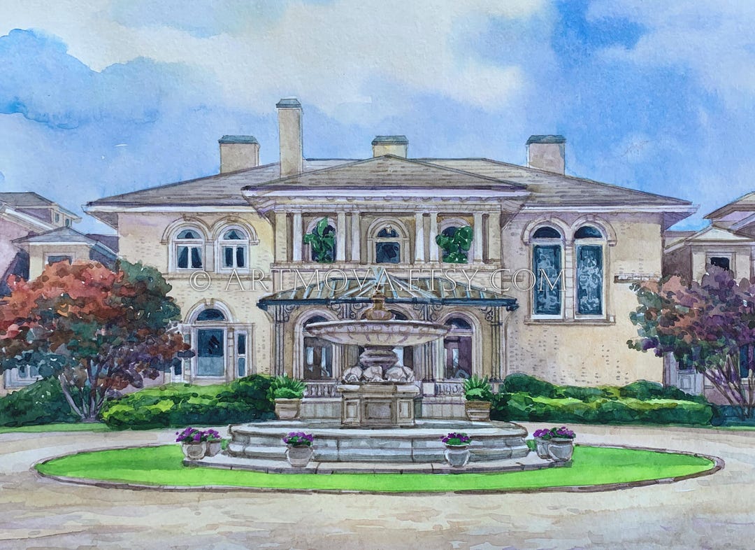 Custom Watercolor House Painting, Watercolor House Portrait, Watercolor ...