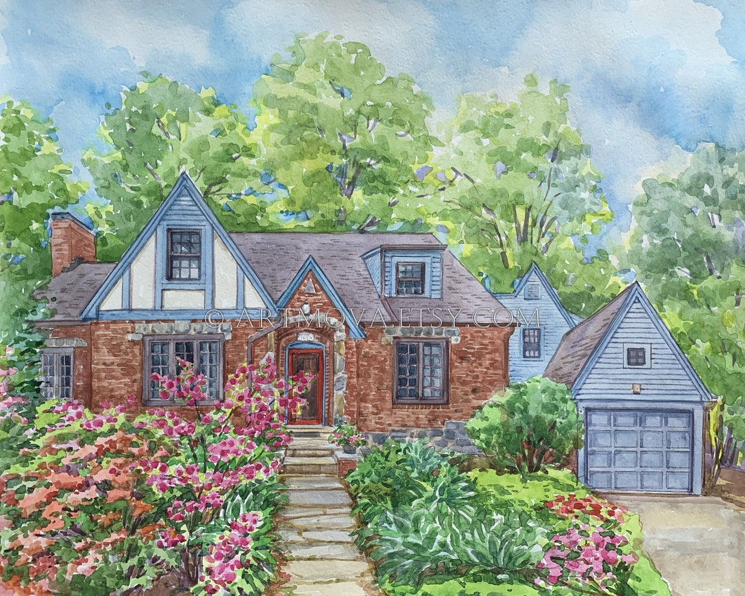 Custom Home Portrait Our First Home Gift Watercolor House Painting ...
