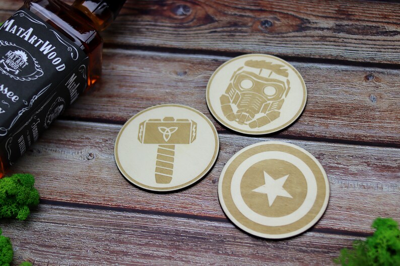 Avengers Marvel Wooden Coasters Set Fathers Day Gift Ideas - Etsy