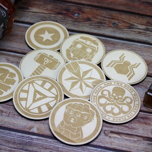 Avengers, Marvel Wooden Coasters Set Fathers Day Gift Ideas, Fathers ...