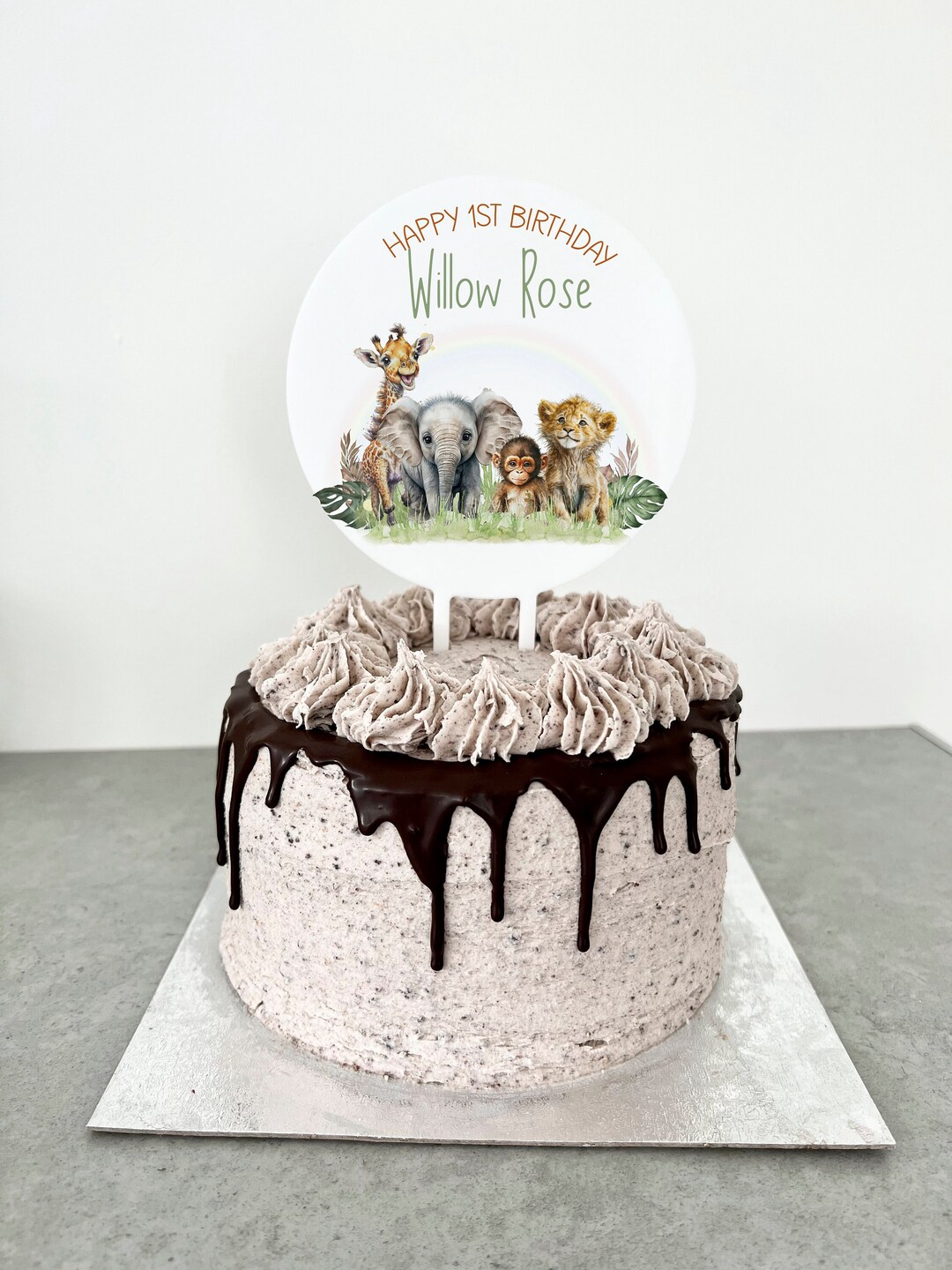 Jungle Safari Animal Themed Cake Topper, Personalised Birthday Cake ...