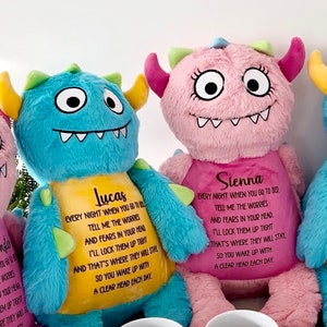 Personalised Children's Worry Monster, Anxiety Aid, Kids Sleep Cuddle ...