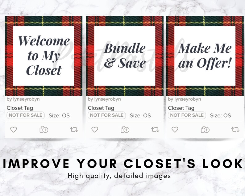 Poshmark Christmas Plaid Closet Signs, Customized Holiday Boutique ...