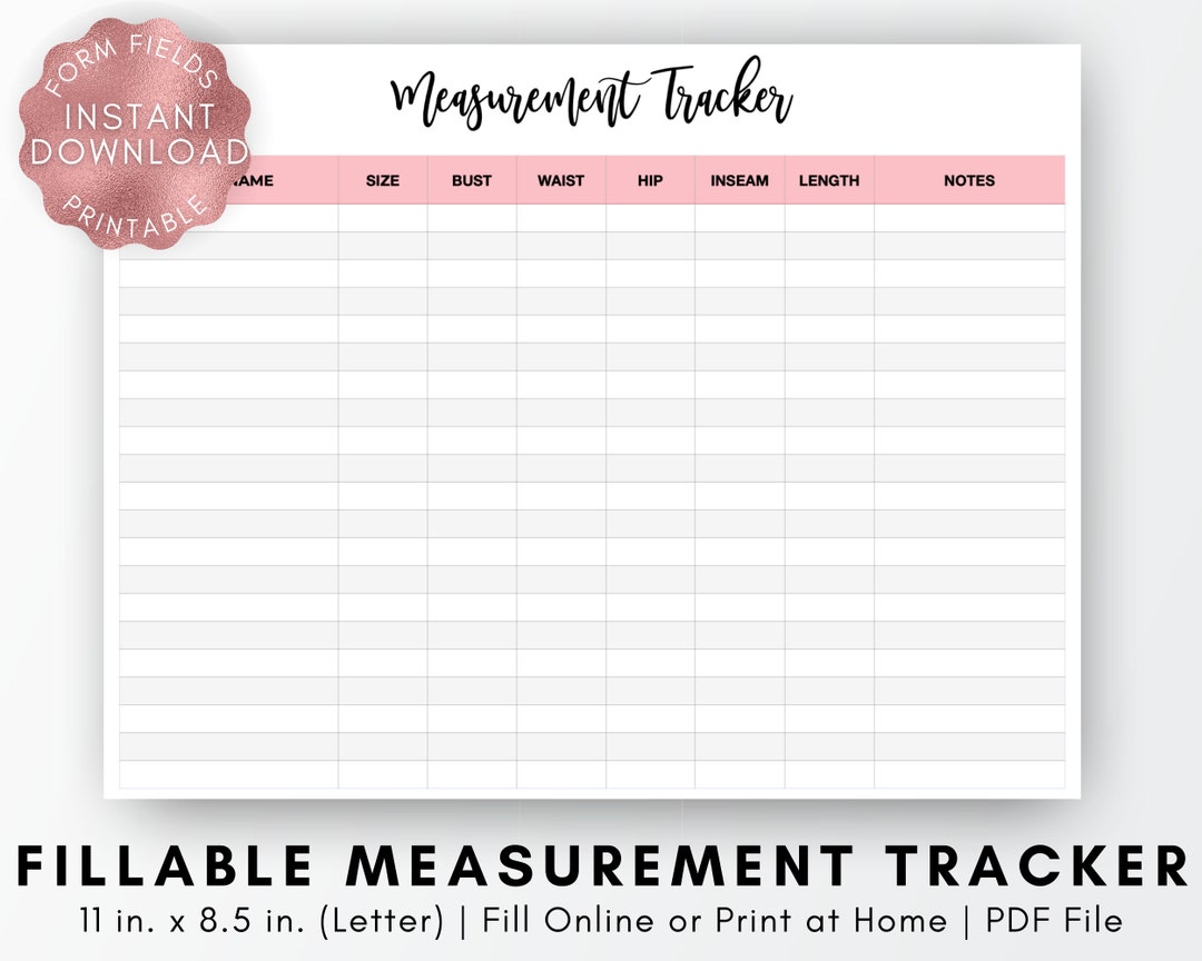 FILLABLE Reseller Measurement Sheets, Printable Online Measurement ...
