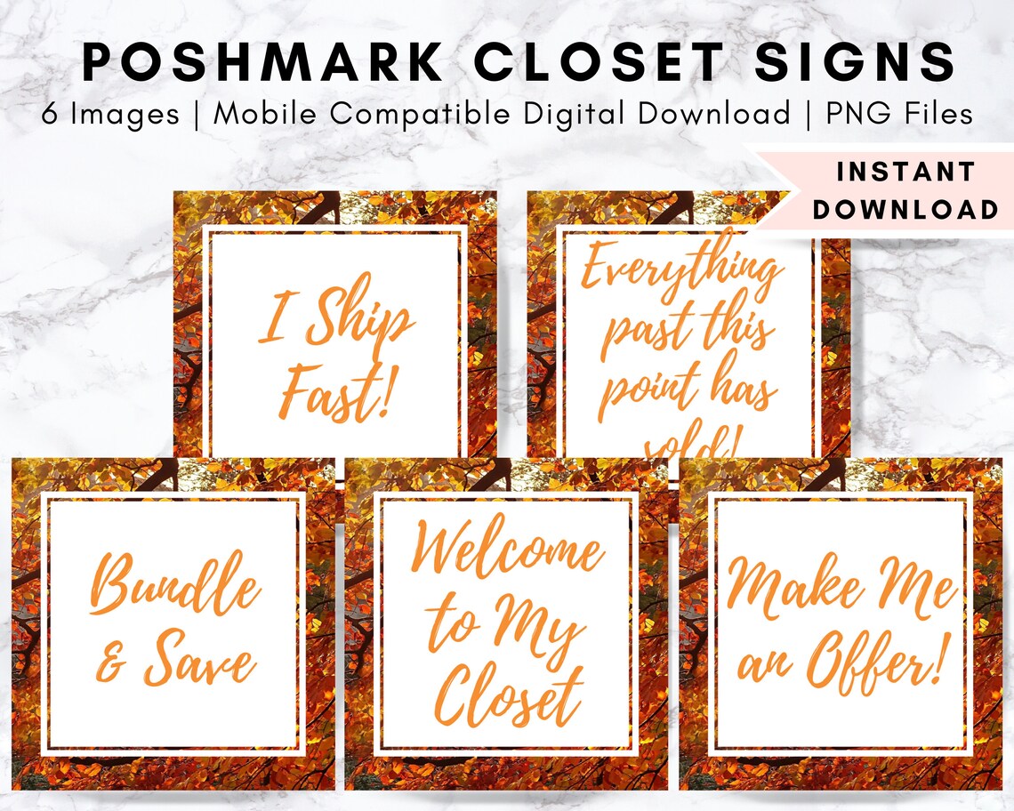 Poshmark Fall Themed Closet Signs, Customized Boutique Signs ...