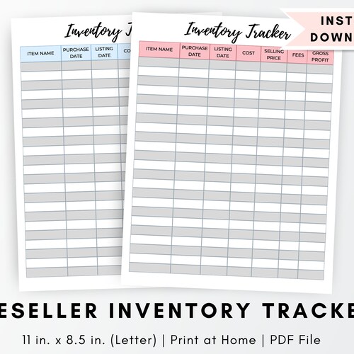 Online Shop Inventory Sheets Inventory Tracker Printable - Etsy