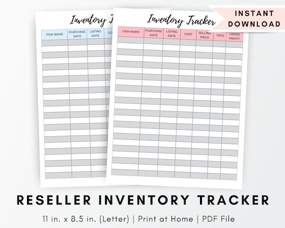 Online Reseller Inventory Sheets Printable Online Inventory - Etsy