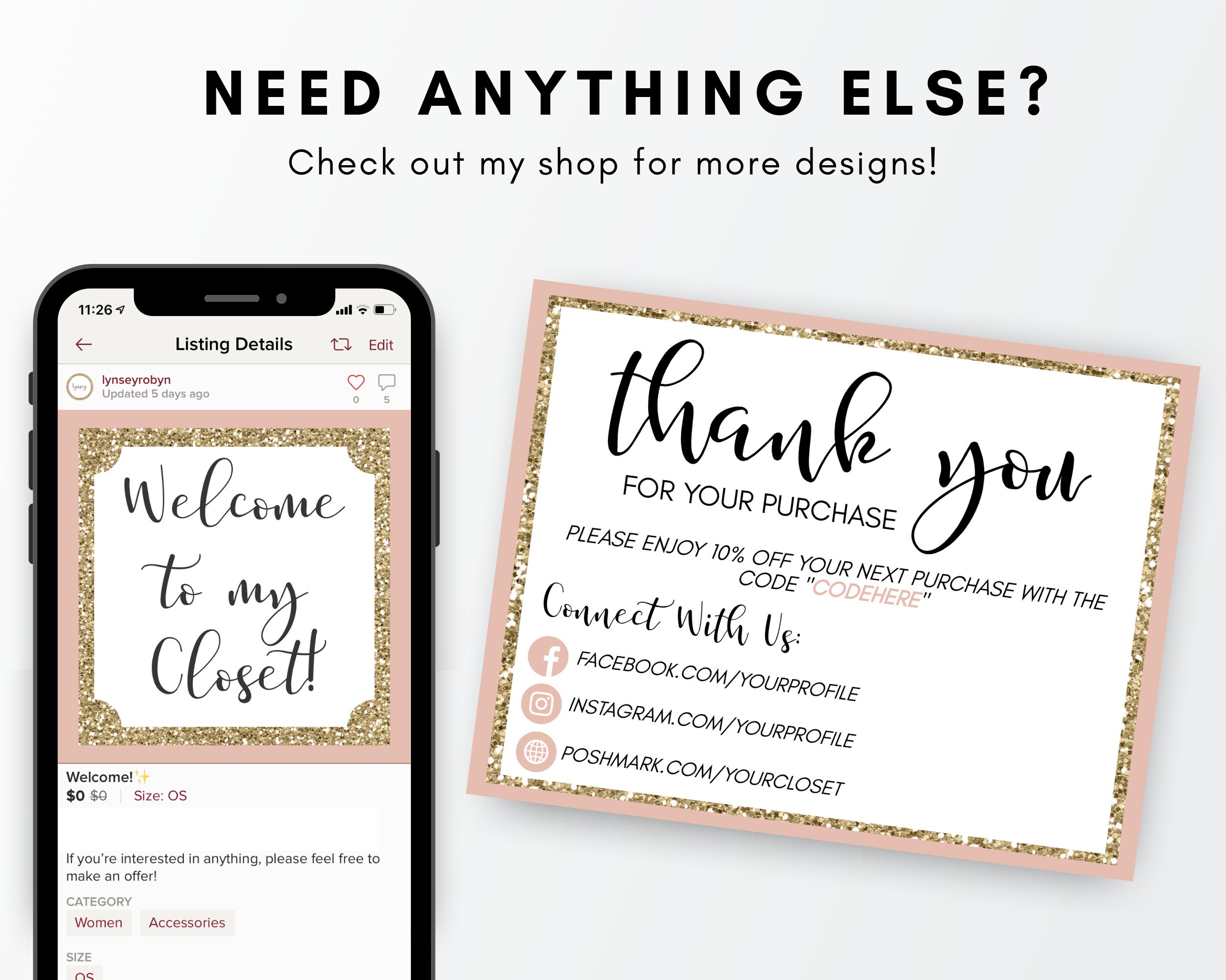 Online Reseller Listing Template, Online Shop Planner, Clothing Details ...