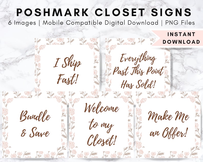 Poshmark Vintage Floral Closet Signs, Customized Boutique Signs ...