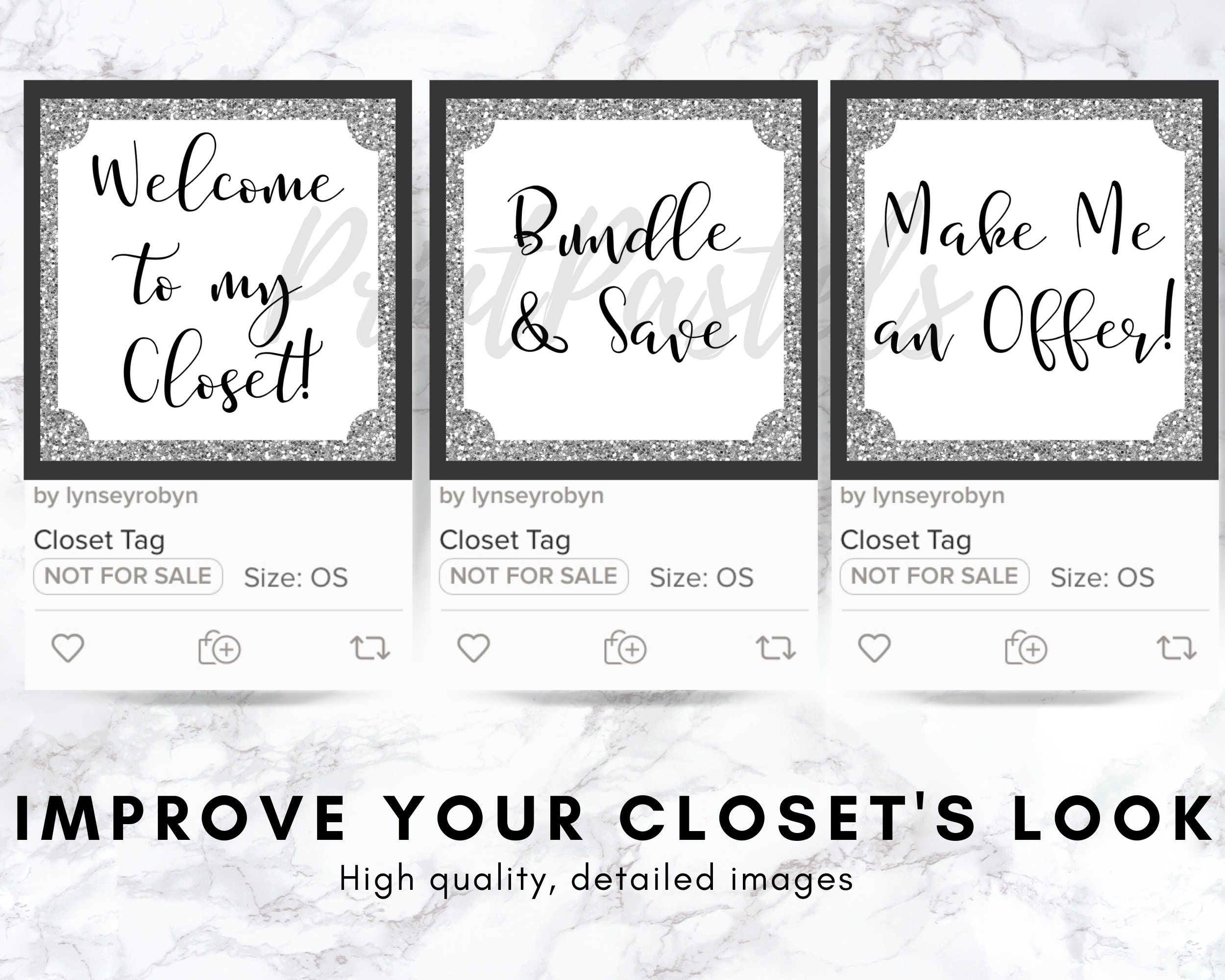 Poshmark Silver & Black Glitter Closet Signs, Customized Boutique Signs ...