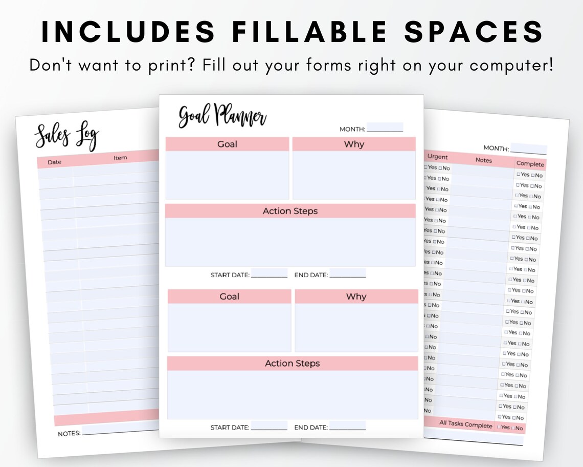 FILLABLE Business Organization Planner Printable, Business Organizer ...