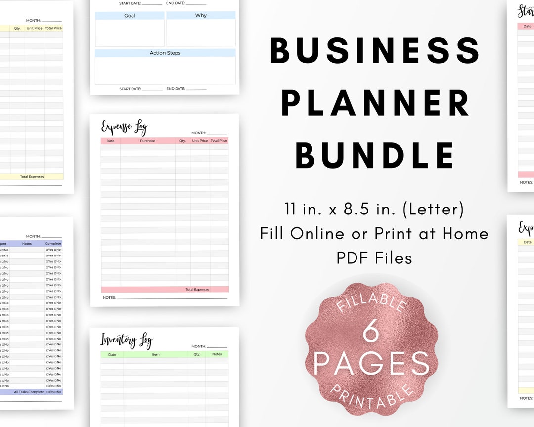 FILLABLE Business Organization Planner Printable, Business Organizer ...