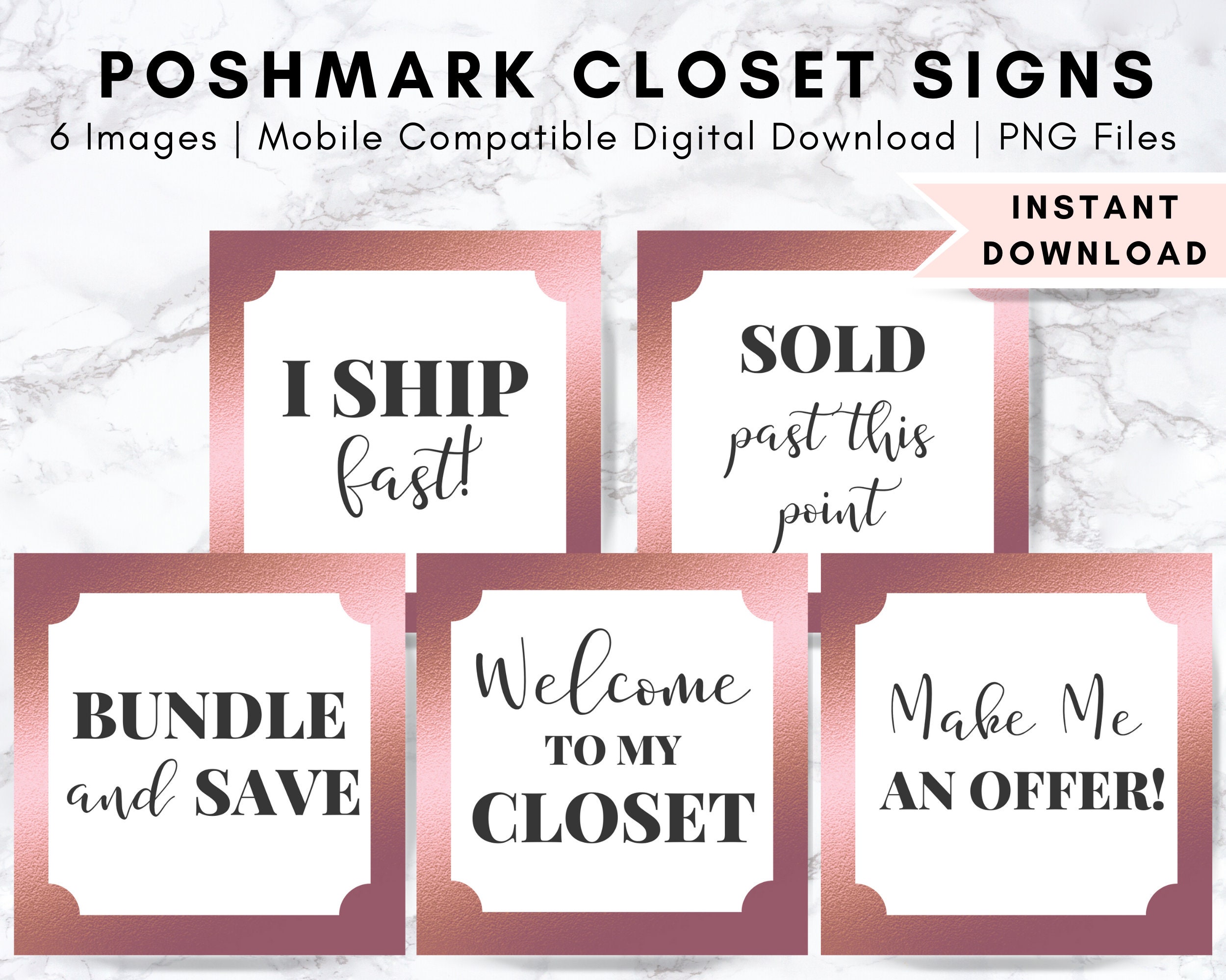 Poshmark Rose Gold Foil Closet Signs, Customized Boutique Signs ...