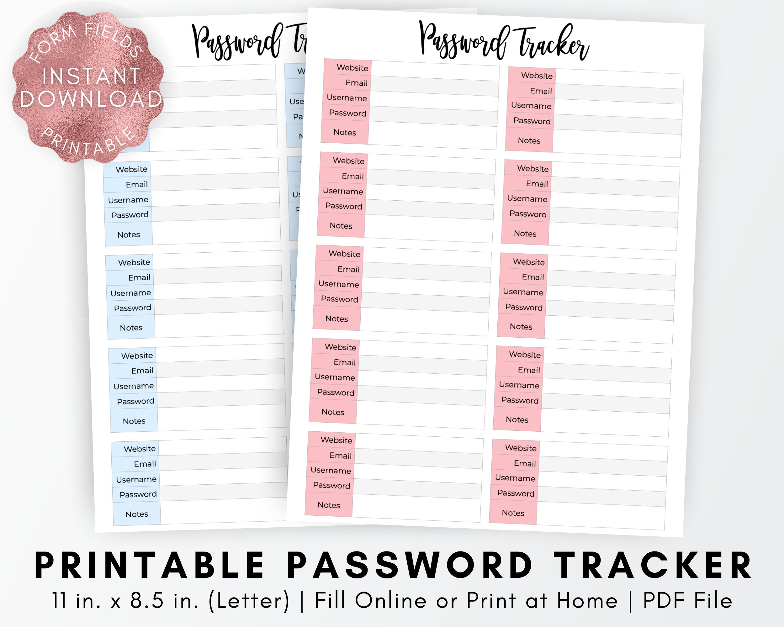FILLABLE Password Tracker Printable, Password Tracker, Password Tracker ...