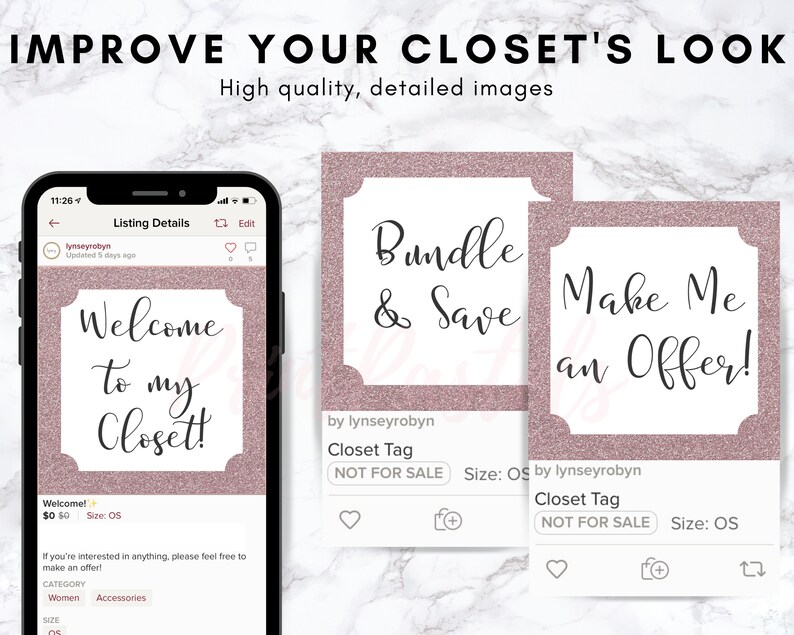 Poshmark Pink Glitter Closet Signs, Customized Boutique Signs ...