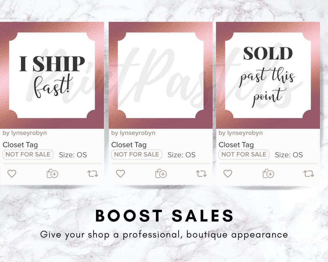 Poshmark Rose Gold Foil Closet Signs, Customized Boutique Signs ...
