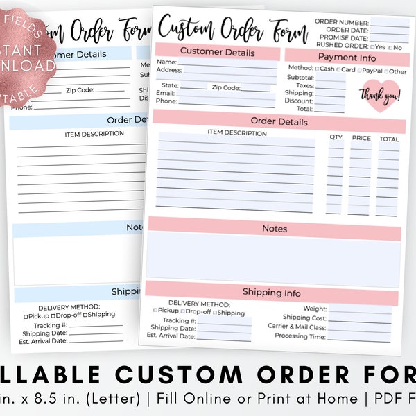 Custom Order Form - Etsy