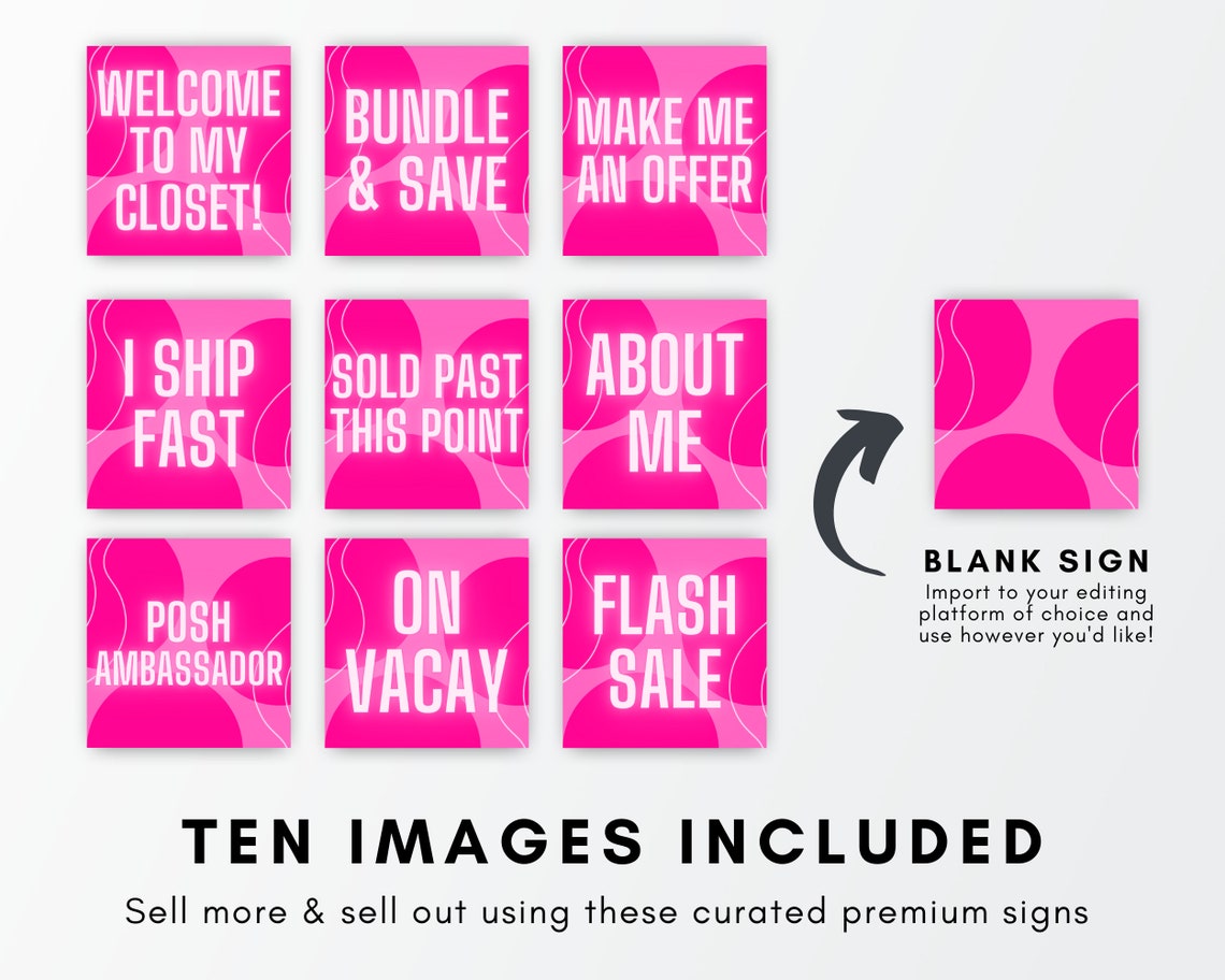 Poshmark Pink Bold Glow Neon Closet Signs, Customized Boutique Signs ...
