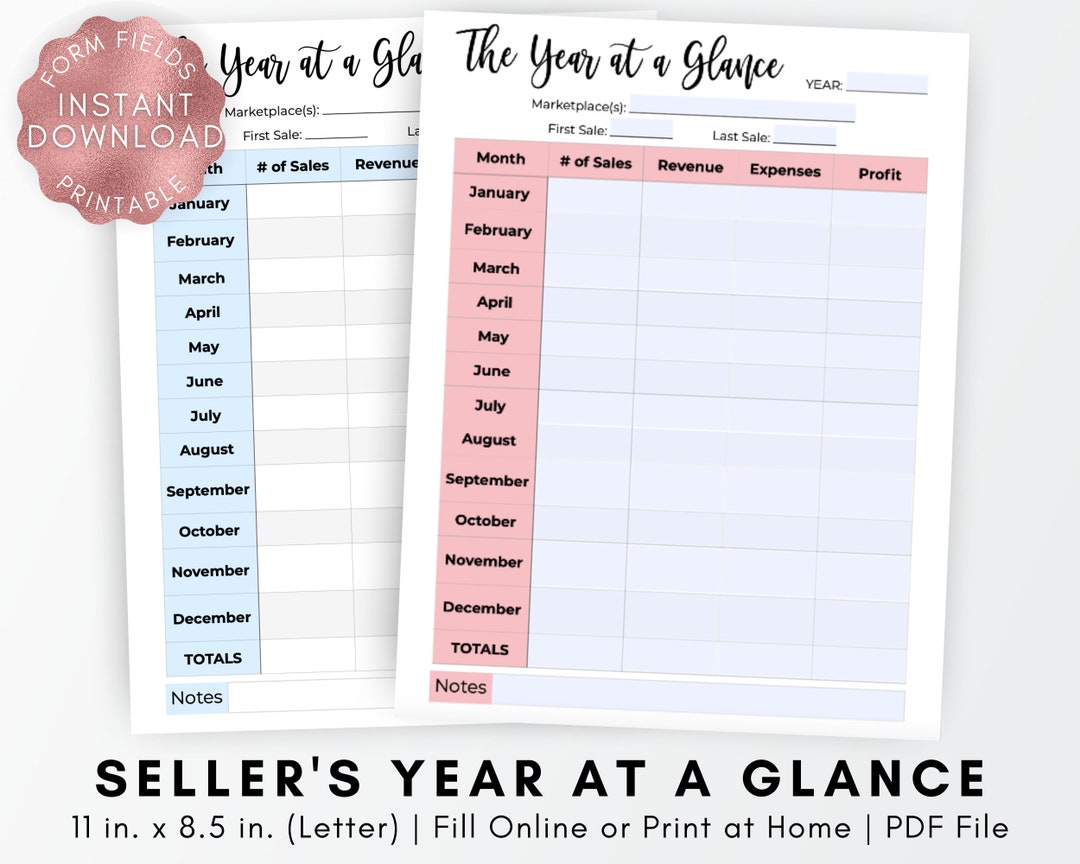 FILLABLE Online Reseller Finance Template, Online Shop Year at a Glance ...