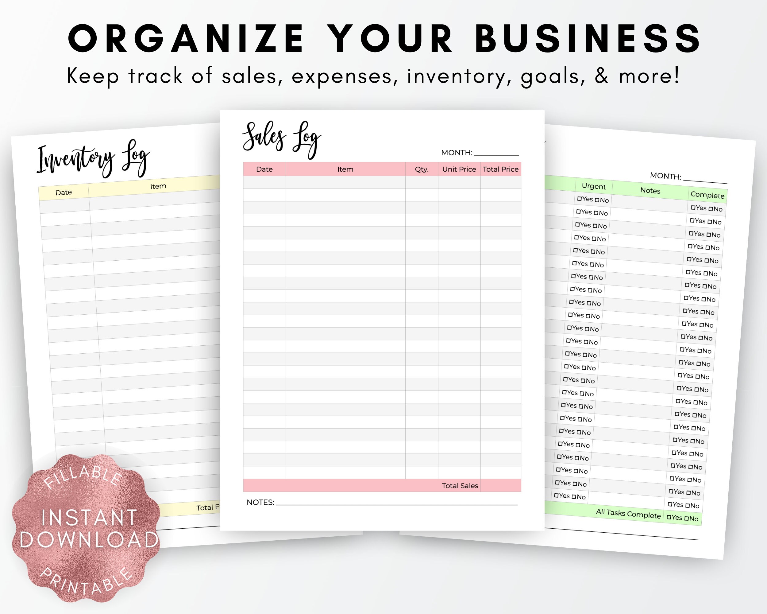 FILLABLE Business Organization Planner Printable, Business Organizer ...