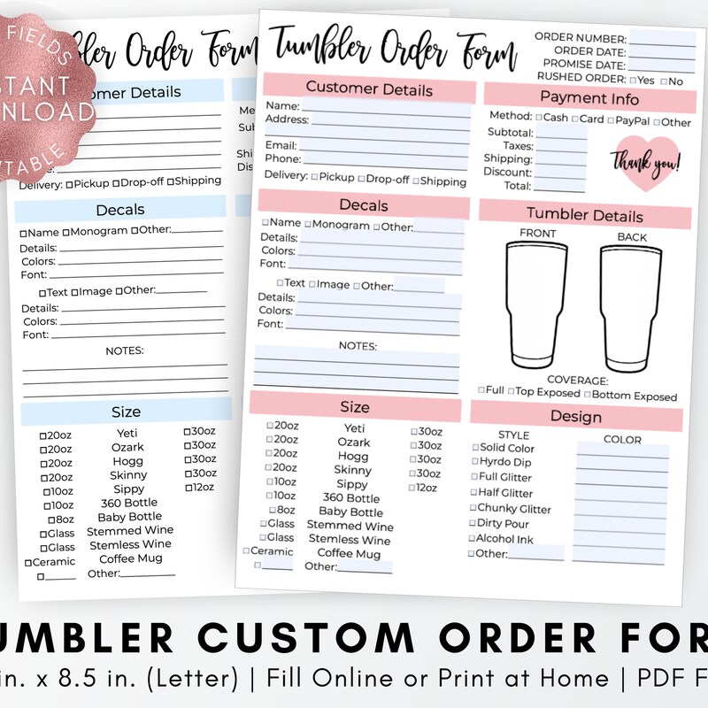 Cup Order Form - Etsy