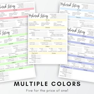 FILLABLE Poshmark Listing Tracker, Printable Online Inventory Tracker ...