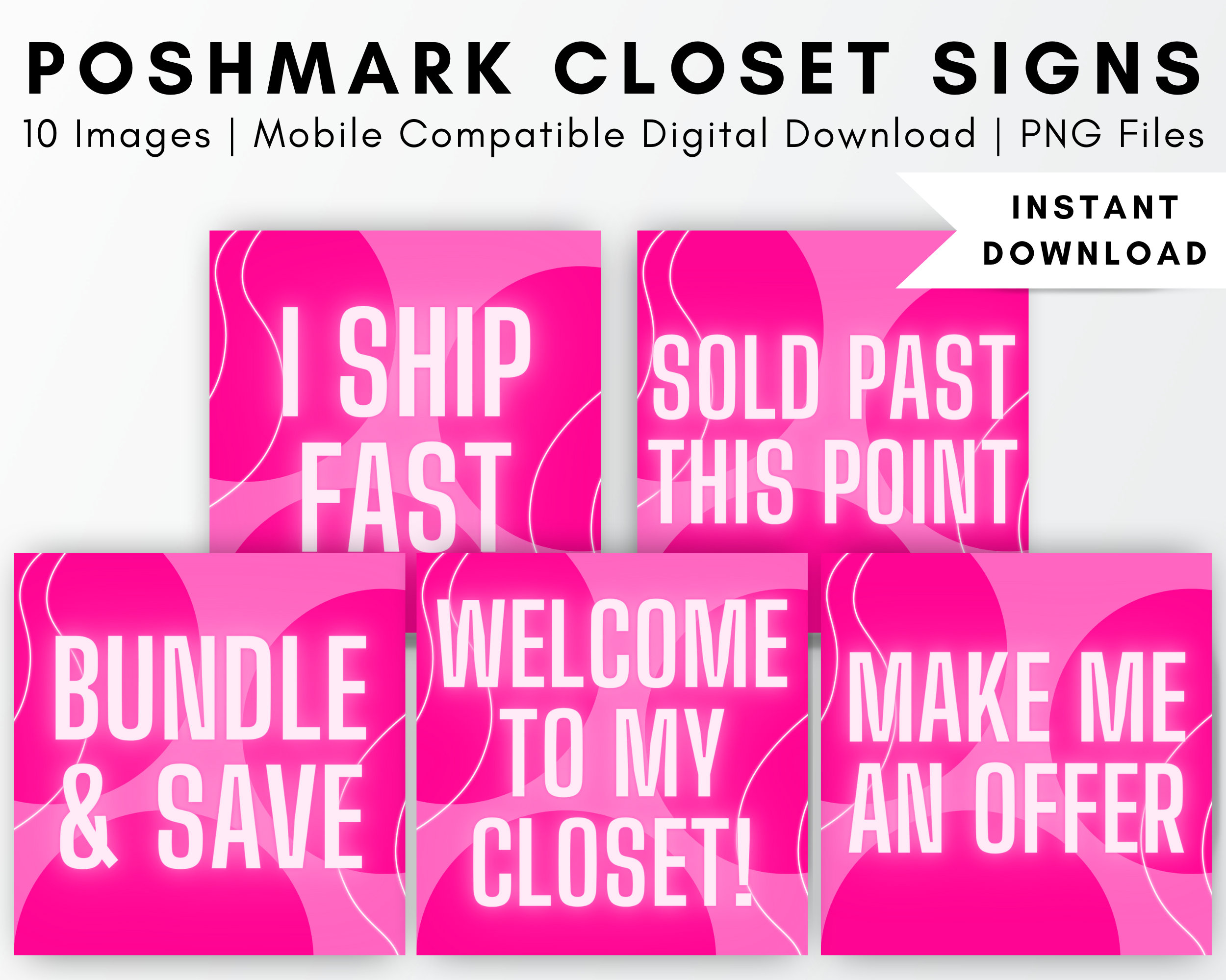 Poshmark Pink Bold Glow Neon Closet Signs, Customized Boutique Signs ...