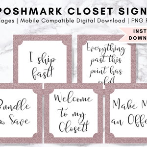 Poshmark Pink Glitter Closet Signs, Customized Boutique Signs ...