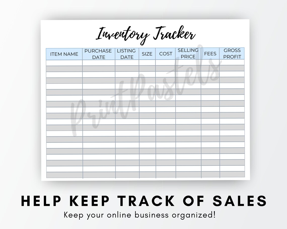 Online Reseller Inventory Sheets, Printable Online Inventory Tracker ...