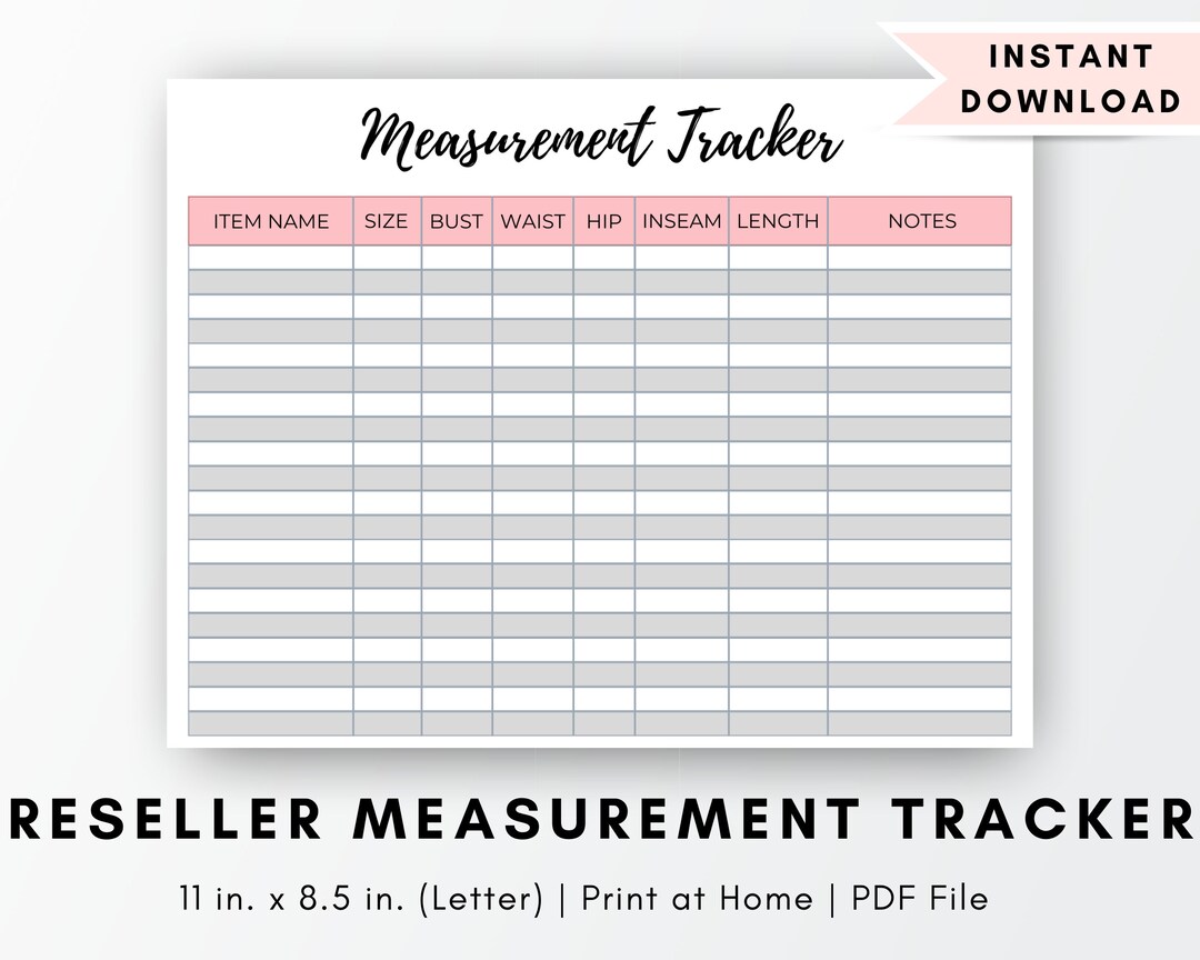 Online Reseller Measurement Sheets, Printable Online Measurement ...