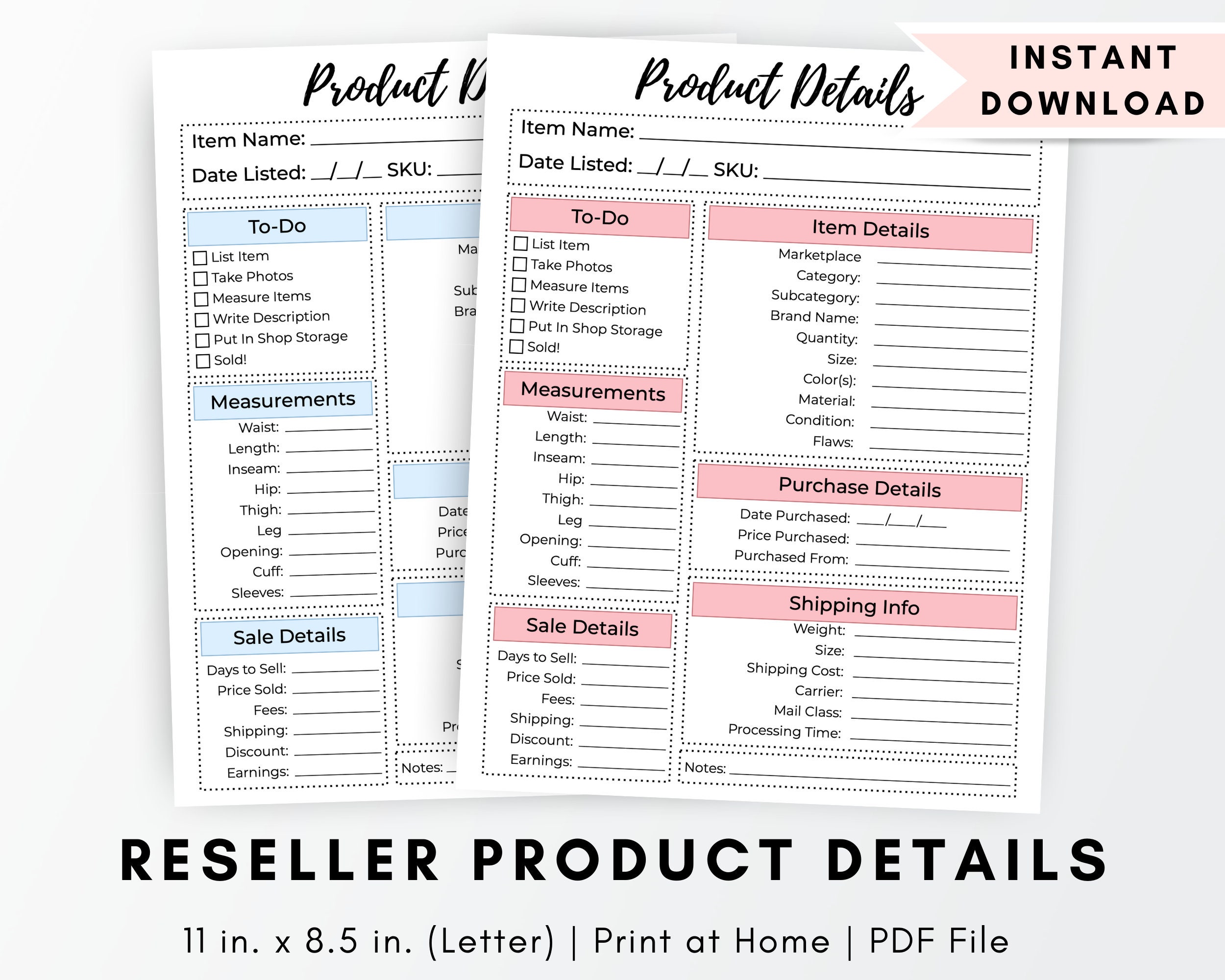 Online Reseller Listing Template, Online Shop Planner, Clothing Details ...
