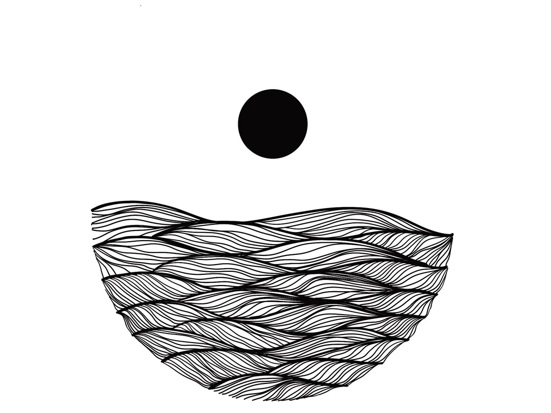 Sun, Sky, Waves (B&W Line Art) - Etsy