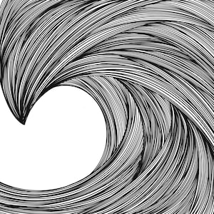 Moon, Sky, Waves B&W Line Art - Etsy