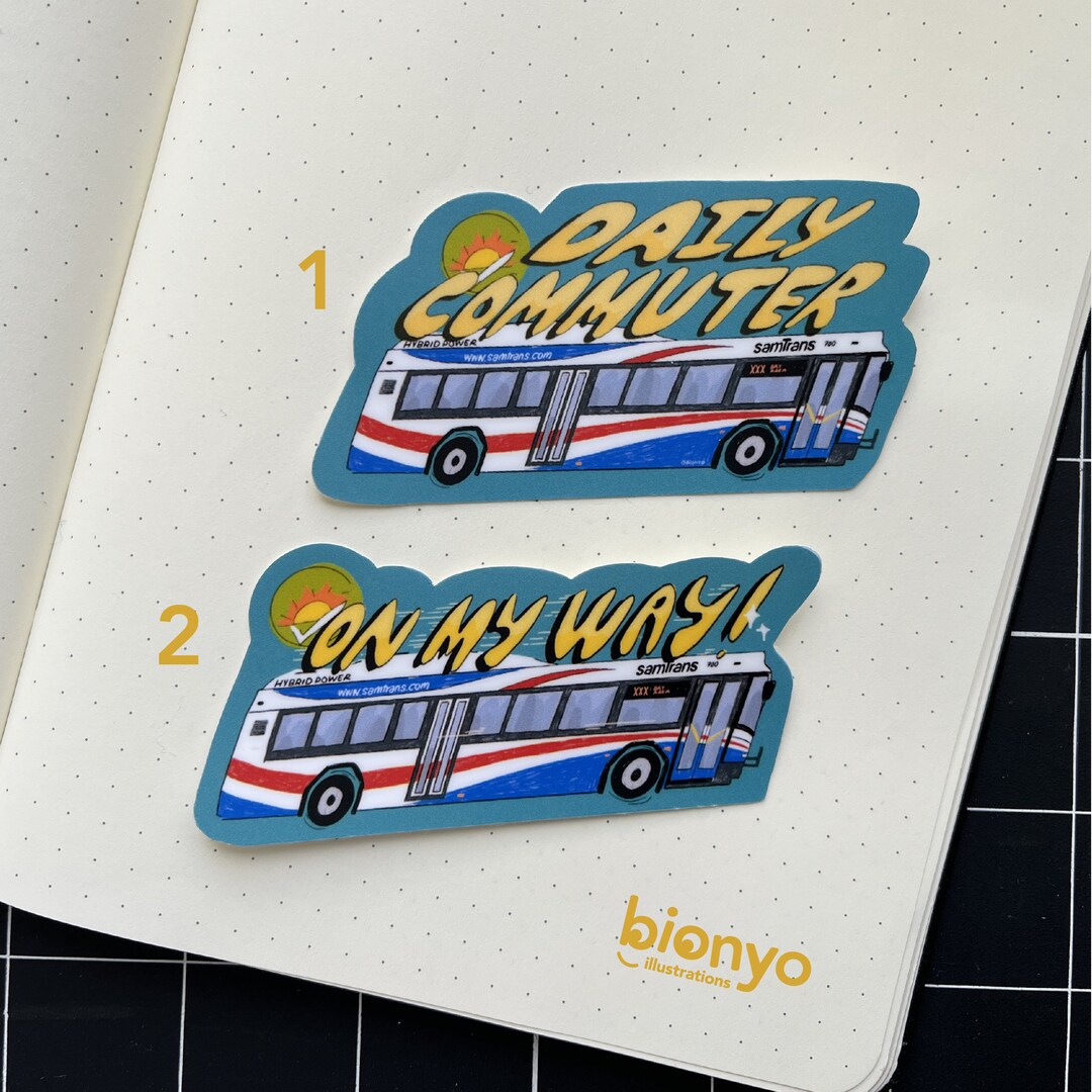 Samtrans Bus Sticker, Matte Vinyl Sticker, Bay Area Public Transit ...