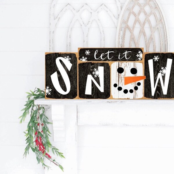 Wooden Block Snowman - Etsy