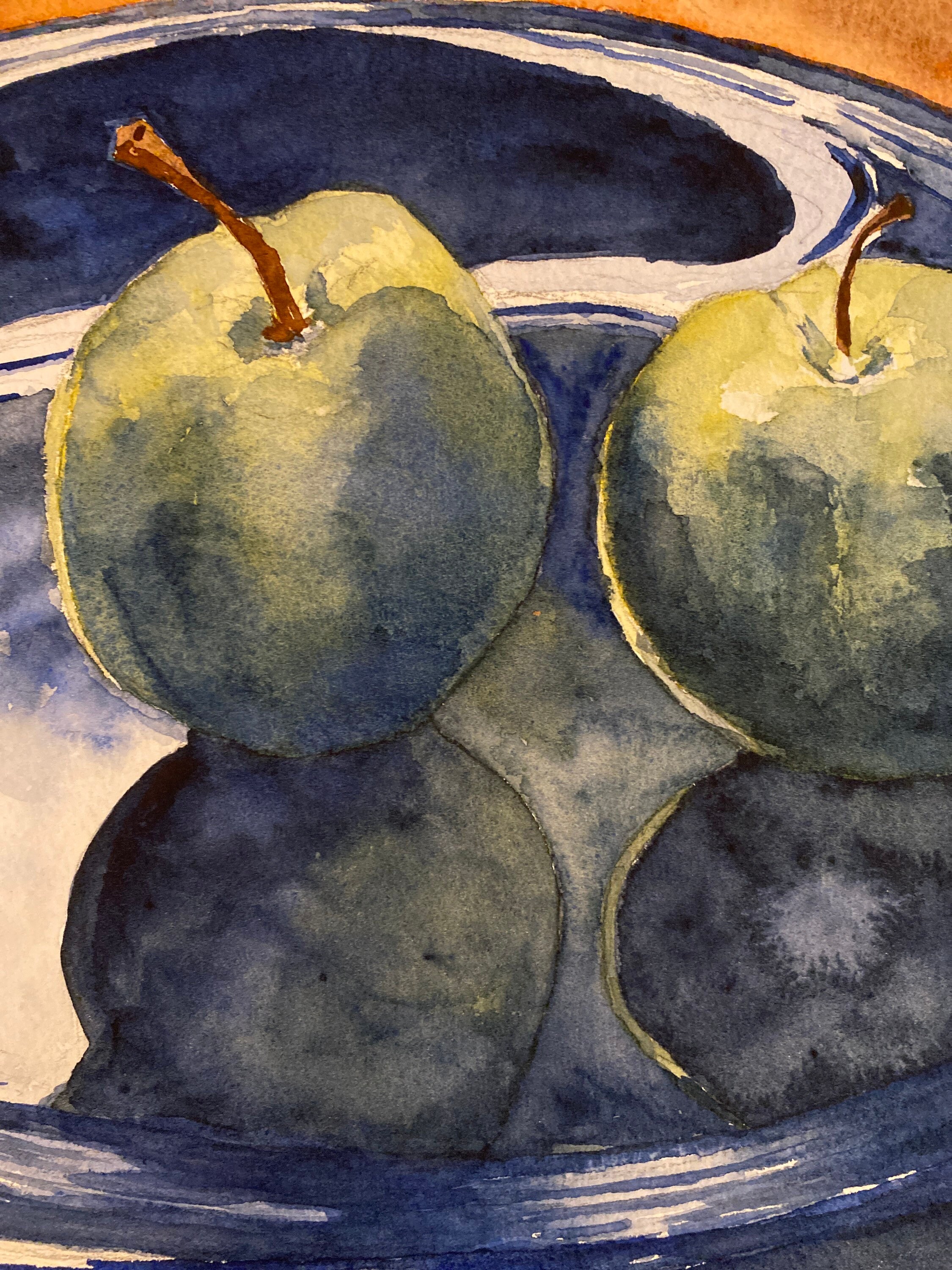 Blue Plate Special With Green Apples - Etsy