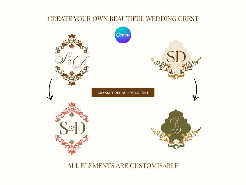 Editable Eastern Wedding Crest Canva Template Digital Download - Etsy