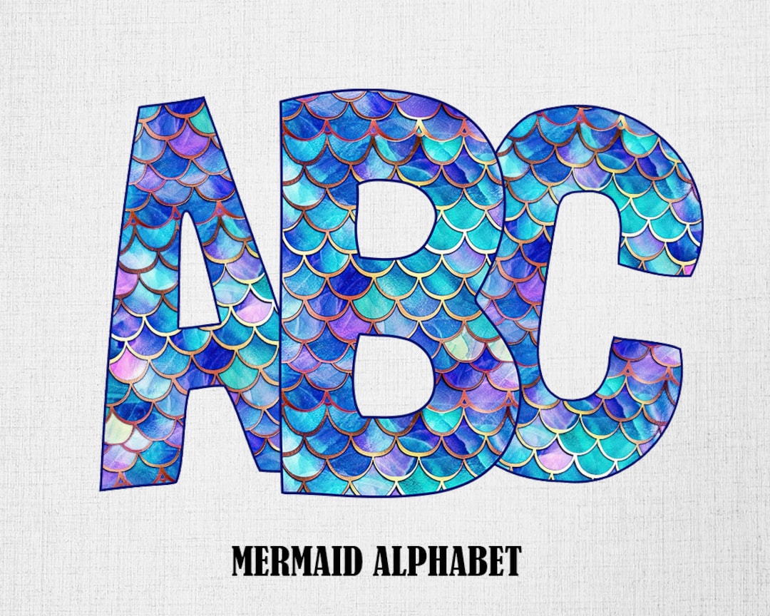 Mermaid Letters Alphabet Set Download ,mermaid Scales Letters Set PNG ...