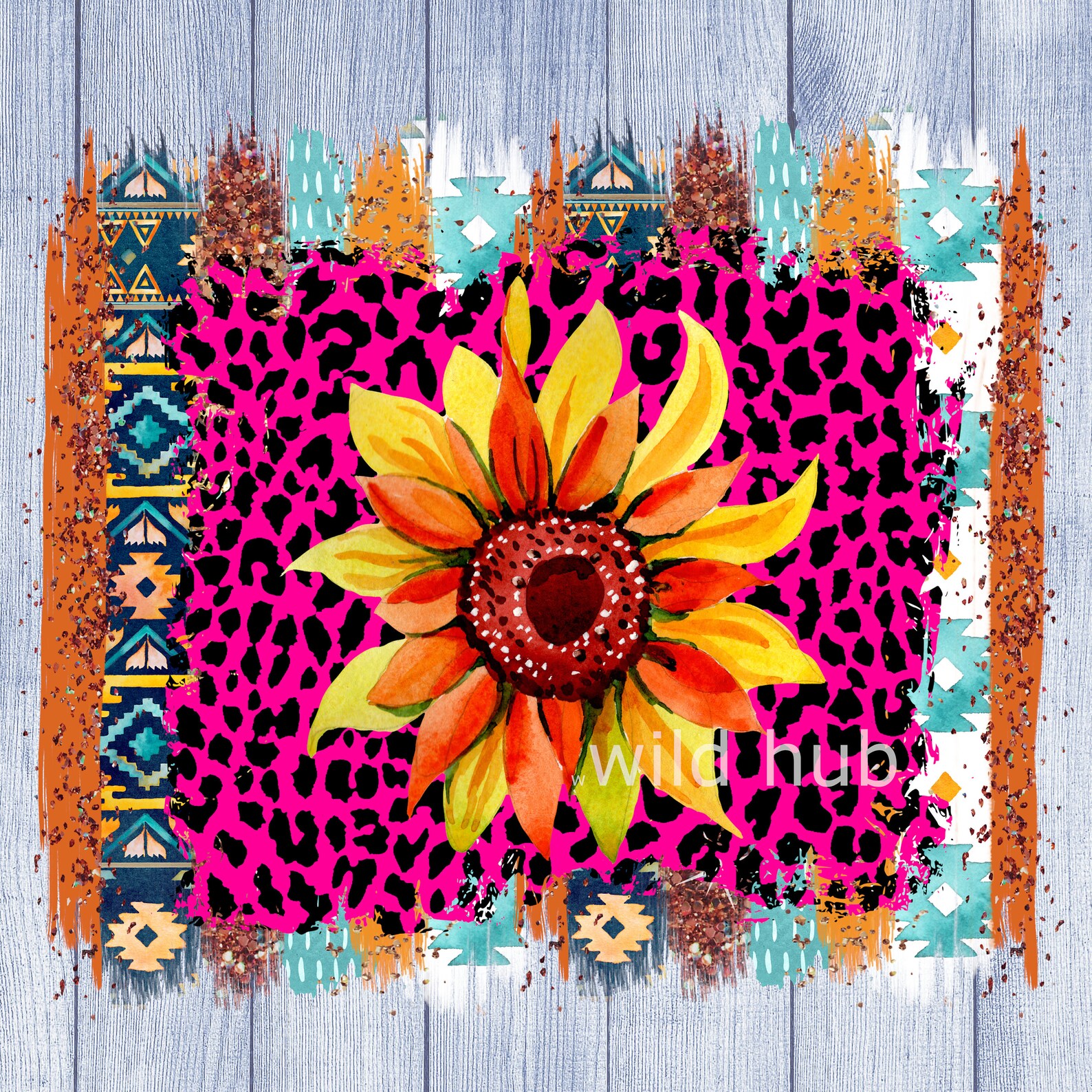 Leopard Sunflower Png Sublimation Design Sunflower Aztec Style - Etsy